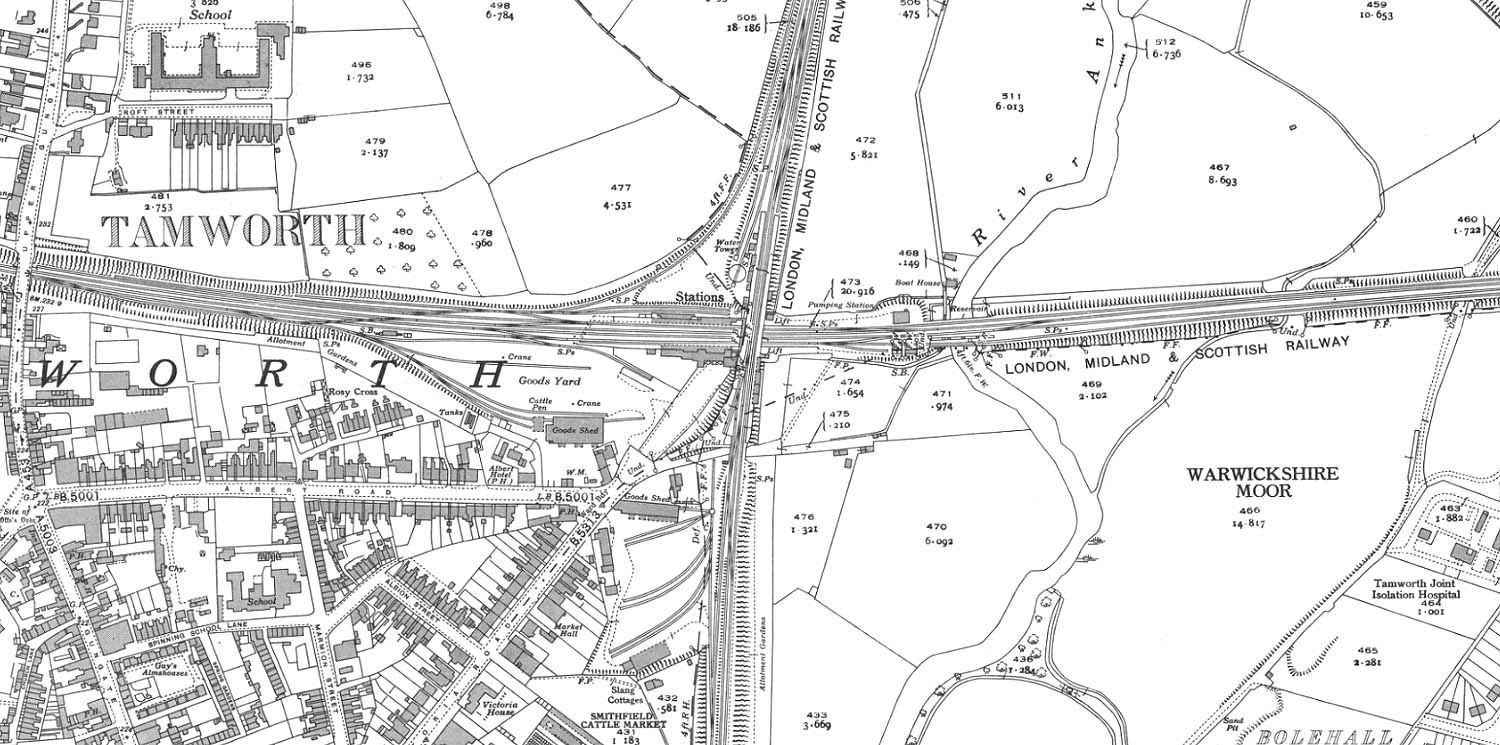Tamworth High Level Station: A 1938 25 inch to the mile Ordnance Survey ...